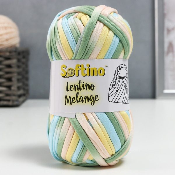 Пряжа трикотажная 95% хлопок, 5% эластан "Lentino Melange" 100 гр 30 м ...