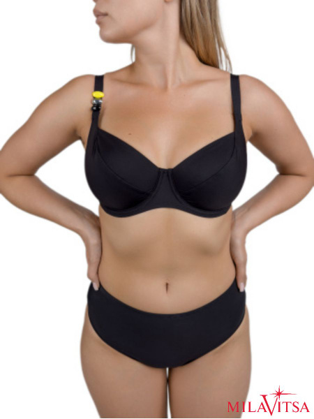 Лиф купальный Женский Milavitsa черный Пляжный, размер 70E Беларусь Бусины Застежка BOA Полиамид ...
