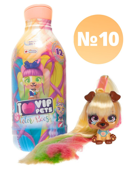 Фигурка сюрприз щенок с длинными волосами Усиление цвета VIP PETS Color ...