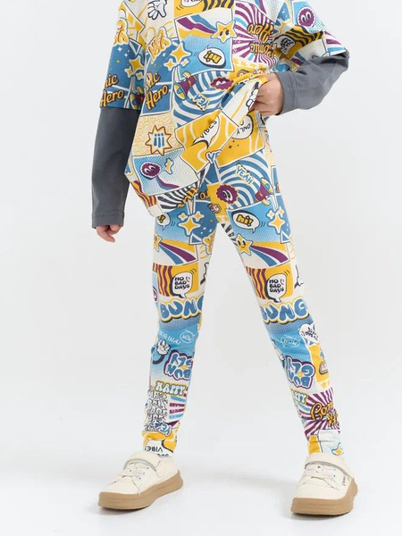 Легинсы Девочки BUNGLY разноцветный Кулирная гладь Повседневный, размер 104 На любой сезон ...