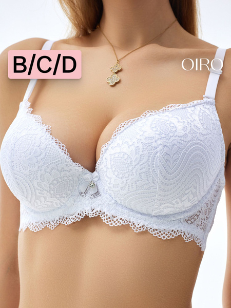 Бюстгальтер Женский OIRO на косточках, формованная чашка, размер 85D белый Полиамид, Полиэстер ...