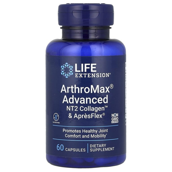 Life Extension, ArthroMax Advanced,усовершенствованный состав, NT2 Collagen и ApresFlex,60 ...