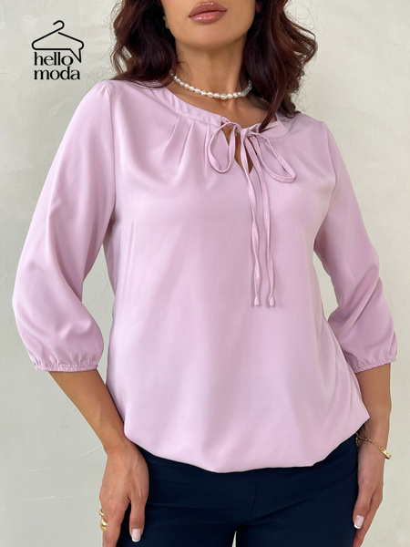 Блузка Женский HELLO MODA! пудровый Полиэстер Три четверти Однотонный, размер 50 свободный ...