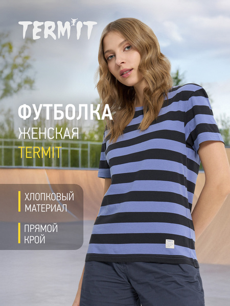 Футболка Женский Termit черный, размер 50, 52 Хлопок Спортивный Бангладеш купить c доставкой на ...