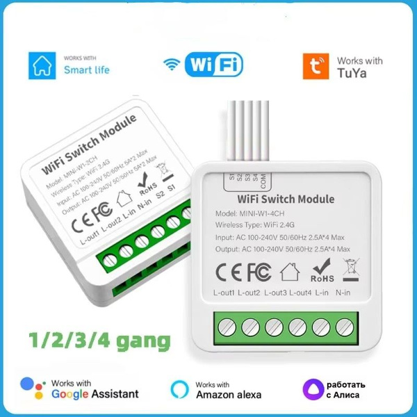 Tuya WIFI Smart Switch Модуль Smart Life 1/2/3/4 Банды 2-полосный ...