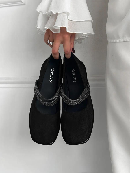 Балетки Женский JOYCITY Текстиль, размер 38 6 Россия лодочки Блестки, Бисер Закрытый нос ...