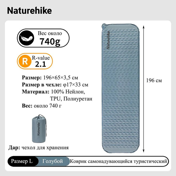 Коврик самонадувающийся туристический Naturehike Fishbone, 196 x 65 x 3,5 см купить на OZON по ...
