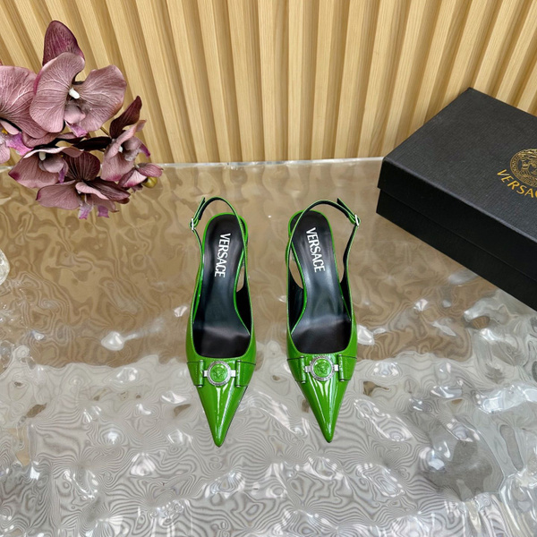 Туфли Женский Versace Овчина размер 36 Толстый каблук 4 слингбэки Без застёжки Заострённый нос