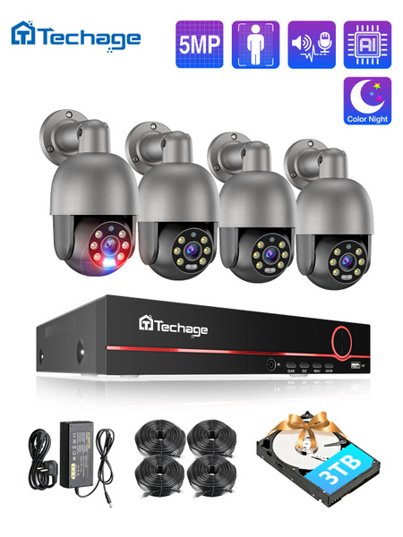 Techage 8CH HD 5MP POE NVR Kit Система видеонаблюдения IP-камера P2P ...