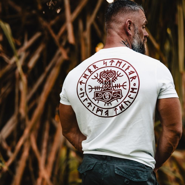 Футболка Мужской Thor Steinar белый, размер 52 Хлопок Надписи, Логотип прямой Повседневный ...