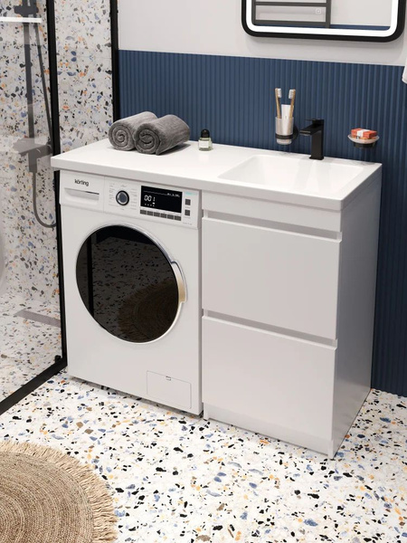 Тумба с раковиной STWORKI Мальмё 120 правая над стиральной машиной, белая купить на OZON по ...