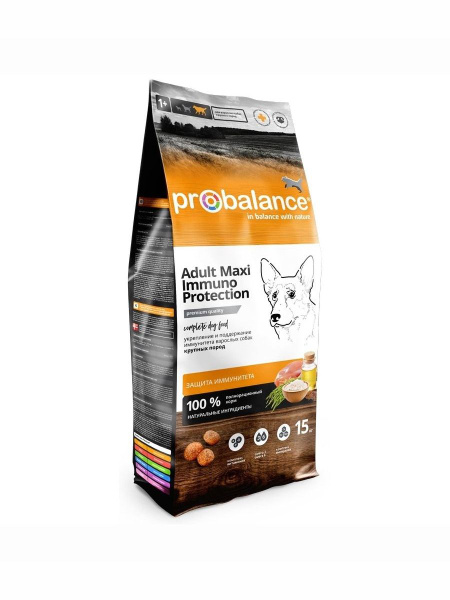 Probalance Immuno Adult Maxi Полнорационный сухой корм для собак крупных пород для укрепления ...