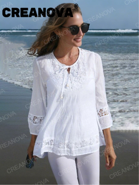 Блузка Женский CREANOVA белый, размер 48 купить c доставкой на OZON по низкой цене (1634741762)