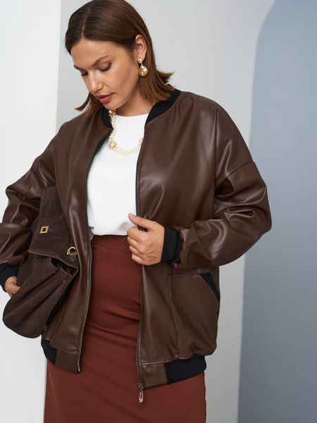 Жакет Женский SPARADA коричневый, размер 64, 66 Длинный Молния Однотонный Россия купить c ...