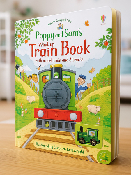 Usborne Poppy and Sam's Wind-Up Train Book картонная книга с заводной ...