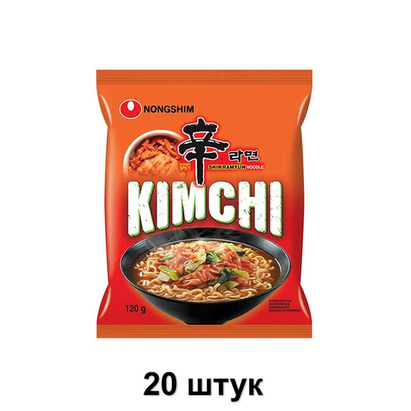 Nongshim Лапша быстрого приготовления Шин Рамен Кимчи, 120 г, 20 шт ...