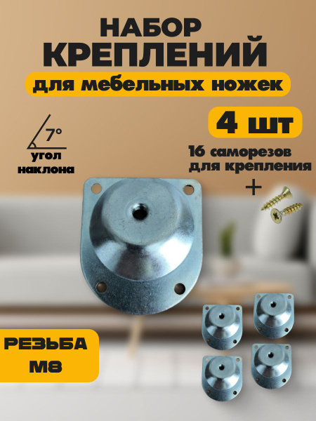 Мебельная фурнитура, набор креплений для ножек, пластина металлическая ...