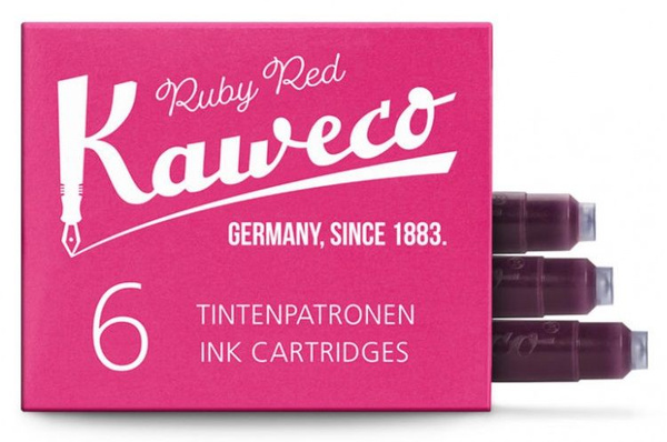 Набор картриджей для перьевой ручки KAWECO Ruby Red 6 шт. в картонной ...