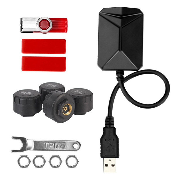-навигация с 4 датчиками Система сигнализации USB Android Автомобильная TPMS Беспроводная ...