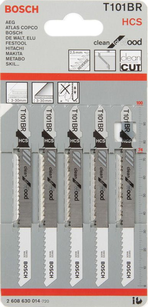 Набор пилок по дереву Bosch T101BR HCS, 5 предм. (2608630014) - купить ...