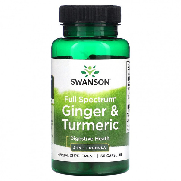 Имбирь и куркума 60 капсул, Swanson Full Spectrum Ginger & Turmeric - 2 ...