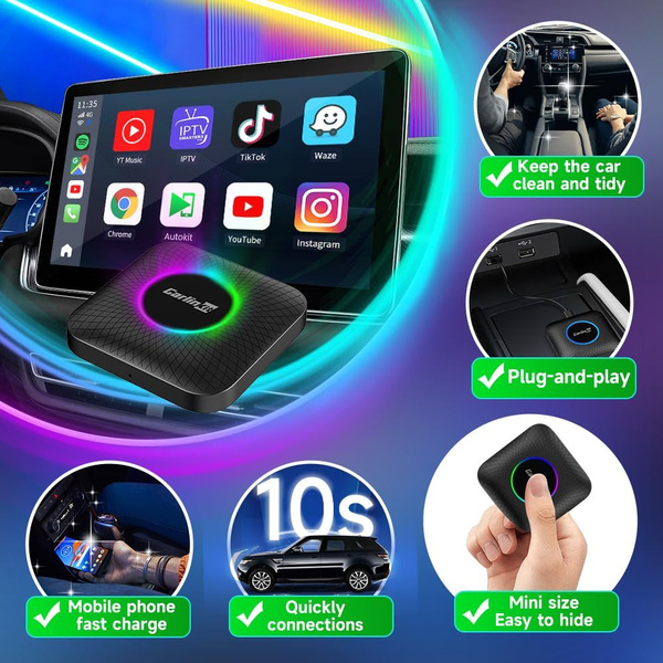 CarlinKit CarPlay Ai Box Android 13.0 со светодиодной подсветкой для ...