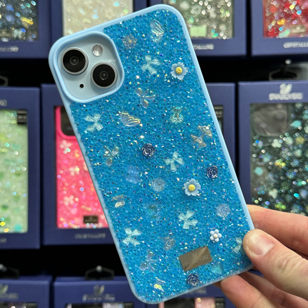 Чехол Swarovski Crystals для iPhone 15 голубый купить на OZON по низкой ...