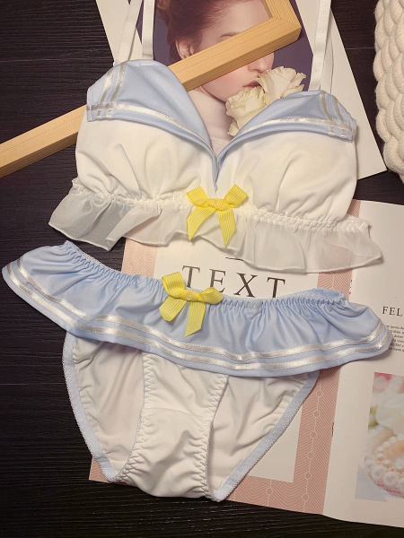 Комплект белья Женский SYJWY бэби-голубой бралетт Политекс Бахрома, Капюшон, размер 70A, 70B ...