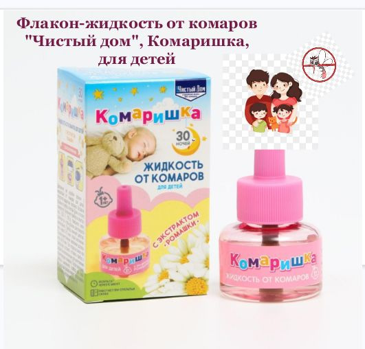 Флакон-жидкость от комаров "Чистый дом", Комаришка - купить с доставкой ...
