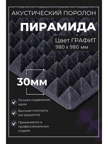 Акустический поролон Пирамида 990х990х30 - купить с доставкой по ...