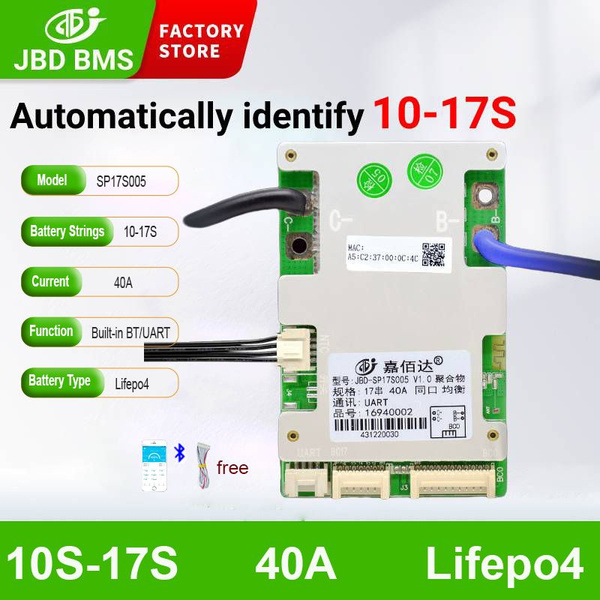 (Lifepo4 40A) JBD Smart BMS Lifepo4 40A 7S 8S 9S 10S 11S 12S 13S 14S 15S 16S 17S 24V 36V 48V ...