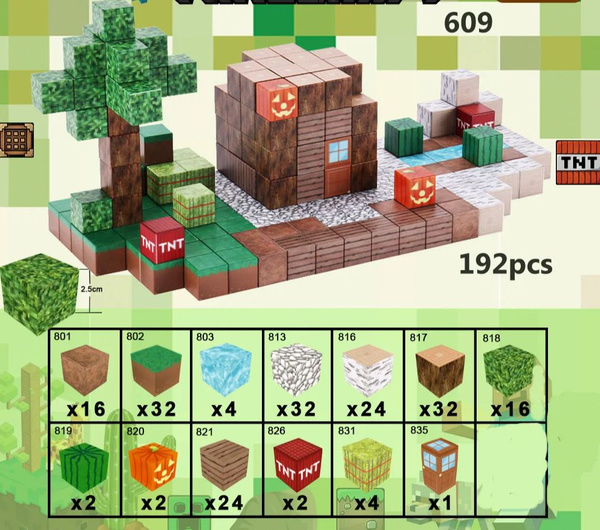 Магнитный конструктор Minecraft 2,5 см / Набор Magnetic Blocks World ...