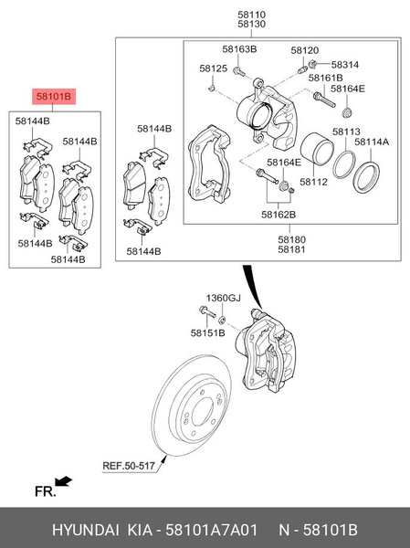 Колодки тормозные Hyundai-KIA 58101A7A01 - купить по низким ценам в ...
