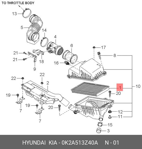 Фильтр воздушный Hyundai-KIA 0K2A513Z40A - купить по выгодным ценам в ...