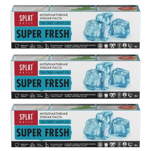 SPLAT Зубная паста, Daily, Super Fresh, 100 гр., 3 шт. - купить с ...