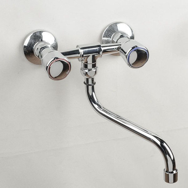 Смеситель Эверест Пристенный, 1/2 хром (2044148) Цинковый сплав ...