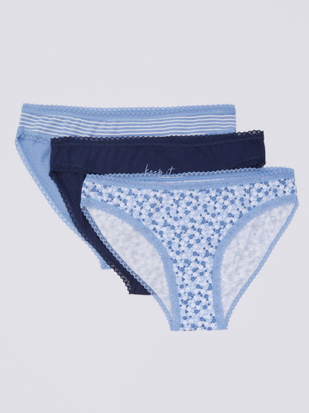 Комплект трусов Женский Zolla слипы Хлопок, Эластан темно-синий, размер 46 Китай Повседневный ...