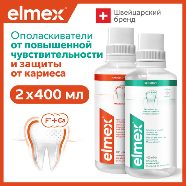 Ополаскиватель для полости рта Elmex Защита от кариеса, 400 мл и Elmex ...