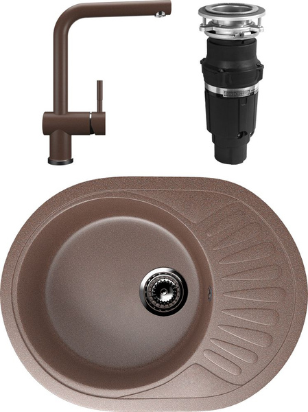 Комплект Мойка кухонная Ulgran U-107m -307 терракот / Смеситель U-022 терракот / Измельчитель ...