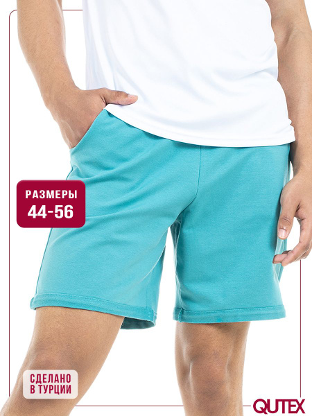 Шорты Мужской QUTEX Повседневный серо-голубой, размер 46, 48 Футер двухнитка Бег, Теннис Без ...
