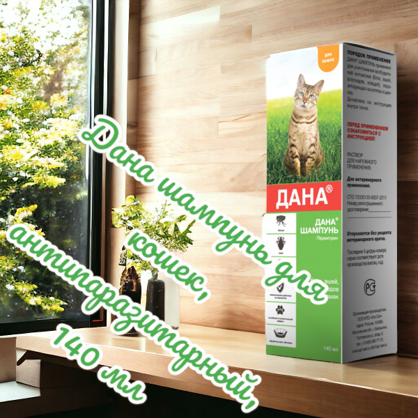 Дана шампунь для кошек, антипаразитарный (от блох, вшей, власоедов ...