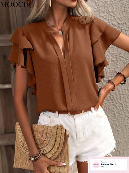 Блузка Женский MOOCIE коричневый Полиэфирное волокно, размер 50, 52 Китай Повседневный купить c ...