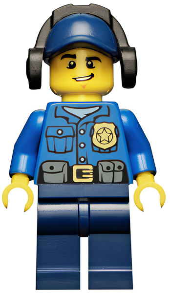 Минифигурка Lego Police - City Officer, Gold Badge, Dark Blue Cap with ...