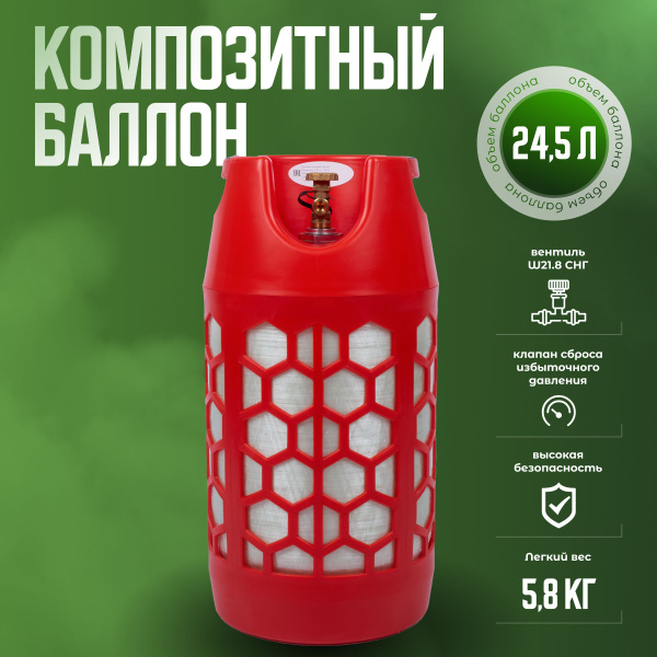 Баллон газовый пропановый композитный для сжиженных газов, 24,5 л (LPG ...