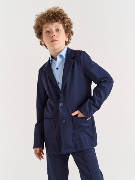 Пиджак Девочки, Мальчики BUNGLY синий, размер 152 Вискоза, Нейлон Карманы прямой Длинный Офисный ...