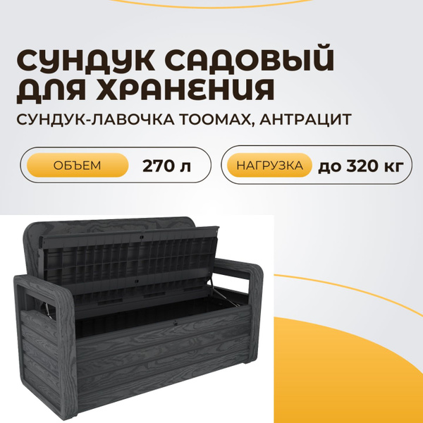 Сундук садовый для хранения, Пластик, 130х58х89 см - купить по выгодным ...