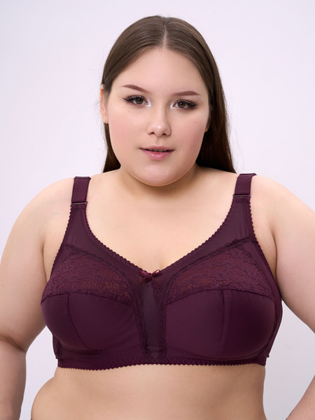 Бюстгальтер Женский AMITEYA классическая чашка, без косточек, размер 80C бордовый Полиэстер ...