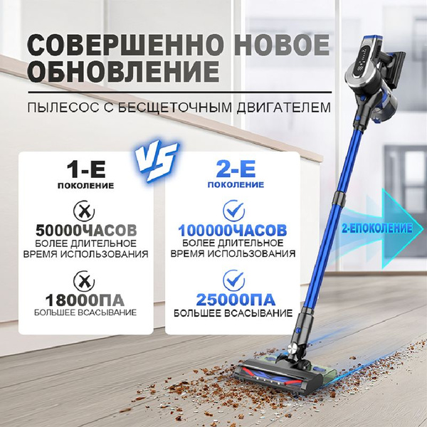 Моющий беспроводной пылесос вертикальный для мебели, легкий и мощный ...