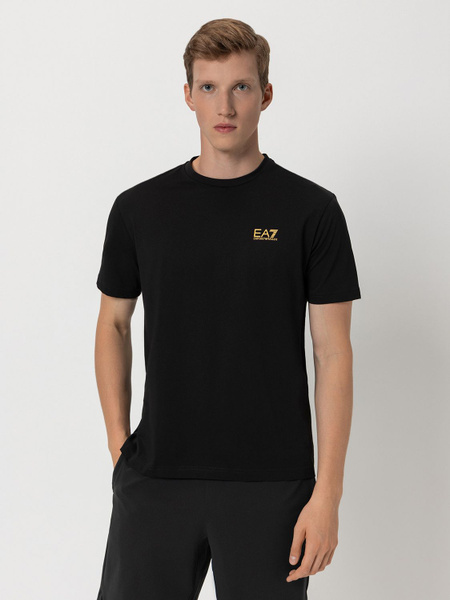Футболка EA7, размер 50, 52, цвет черный, золотой, хлопок 100% - купить по выгодной цене в ...