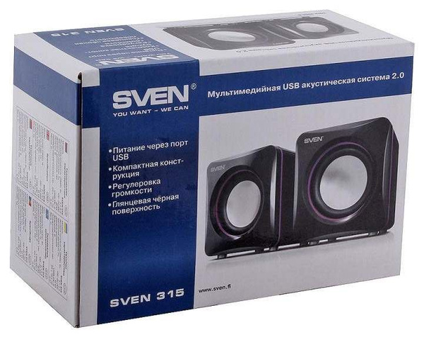 Колонки Sven 315 2.0 черный 5Вт - купить с доставкой по выгодным ценам в интернет-магазине OZON ...